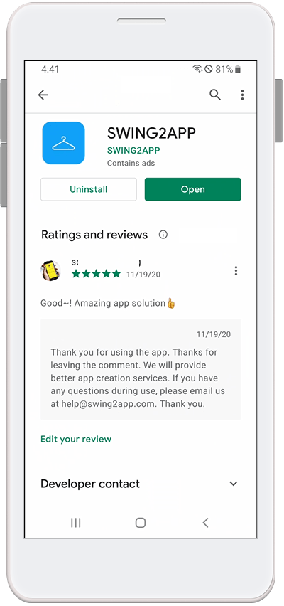 Reply to Play Store app reviews – Support