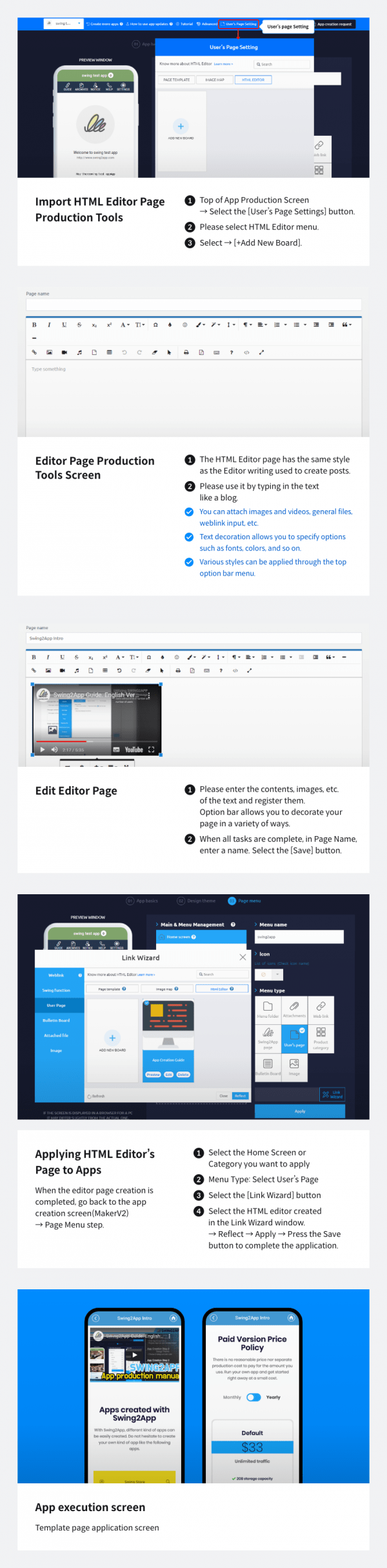 How to create HTML editor page – Support