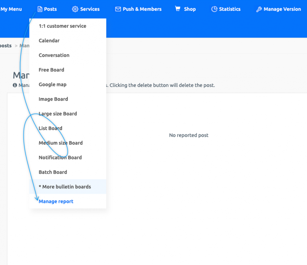 Report and manage posts – Support