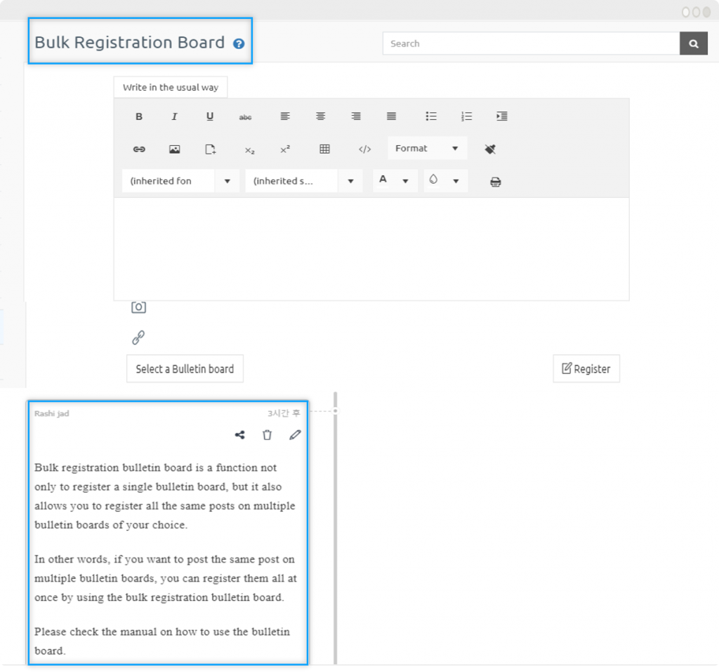 How to use the bulk registration bulletin board – Support