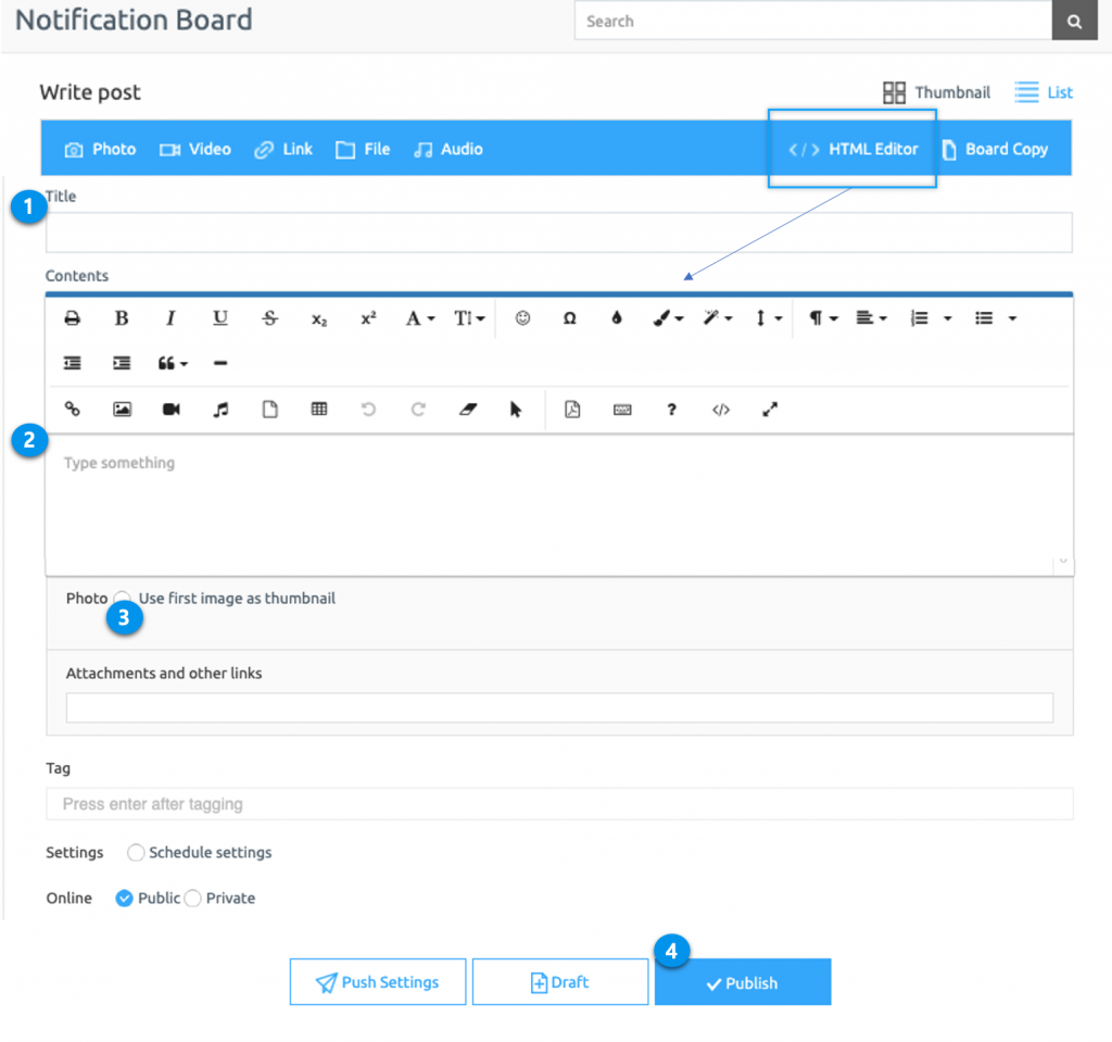 HTML Editor Writing – Support
