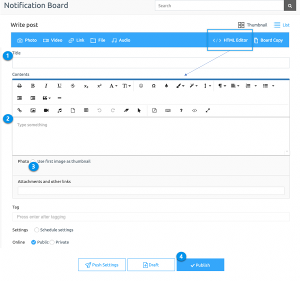 HTML Editor Writing – Support