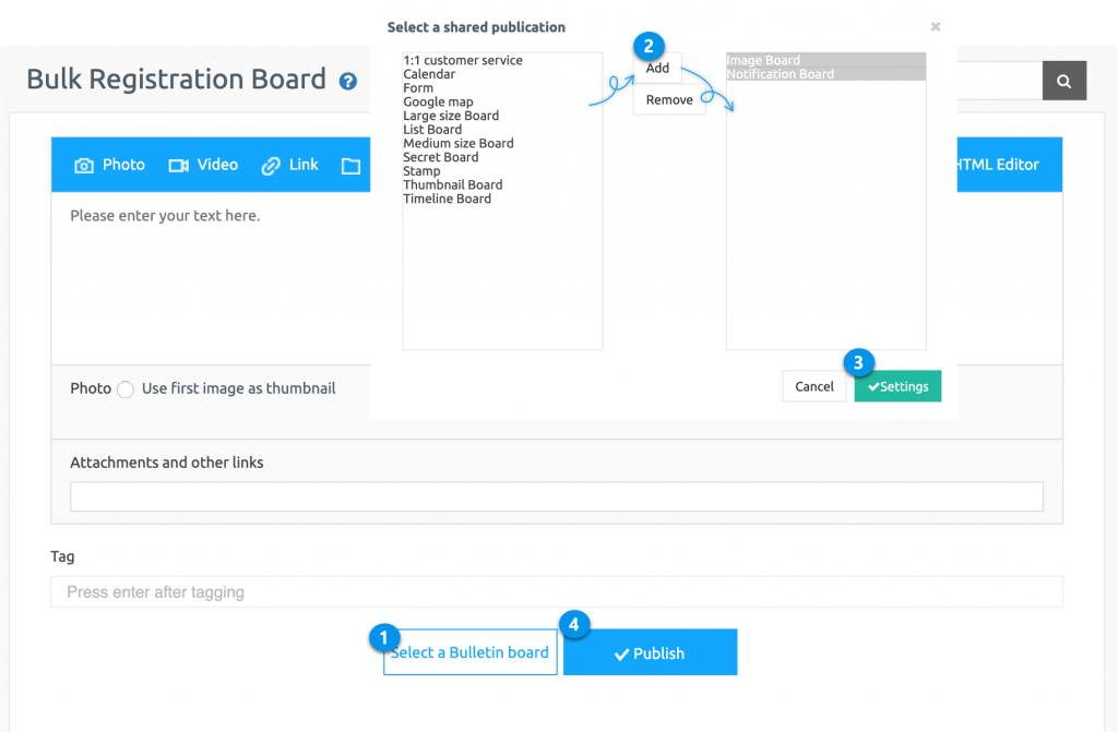 How to use the bulk registration bulletin board – Support