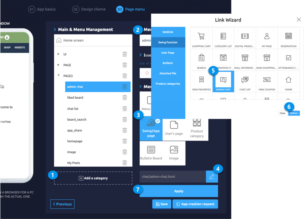 Chat Administrator page – Chat settings – Support