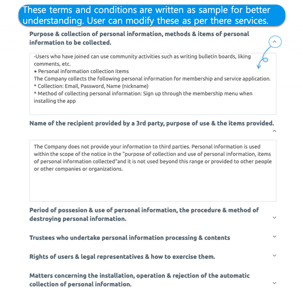 App Terms and Conditions, Privacy Policy – Support