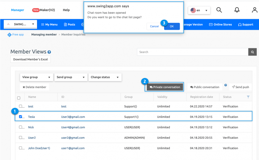How to use Admin Chat [1:1 Chat] – Support