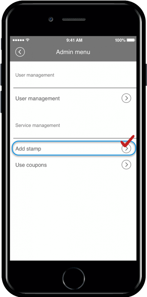 App Administrator Menu: Registering Stamp – Support