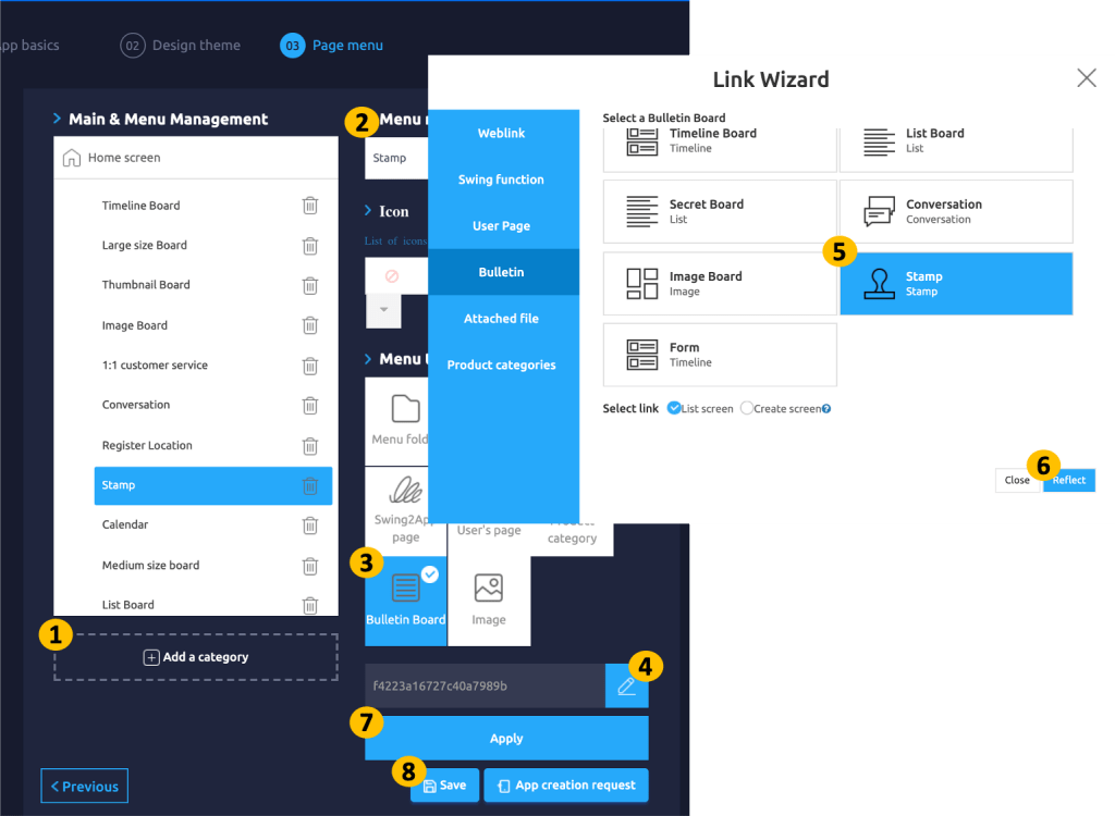 App Administrator Menu: Registering Stamp – Support