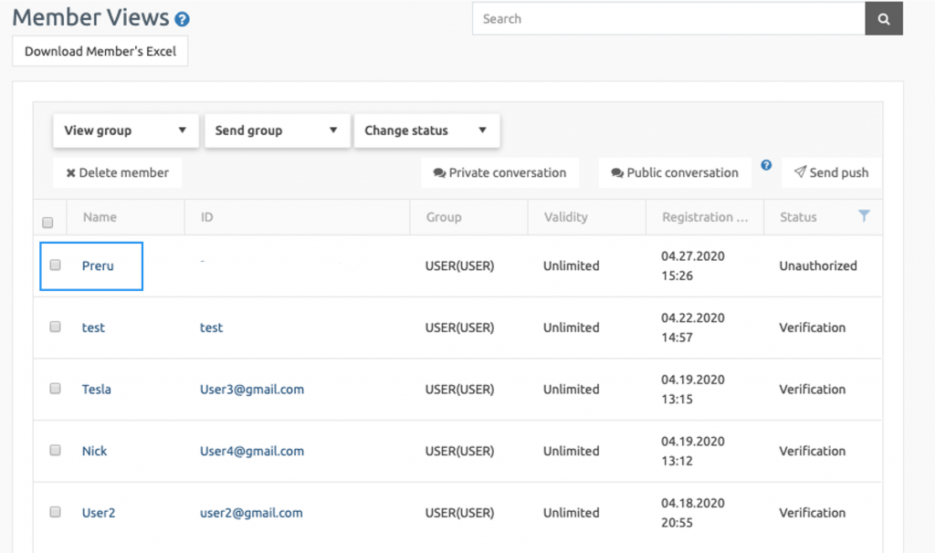 Admin Screen: Change App member’s name – Support