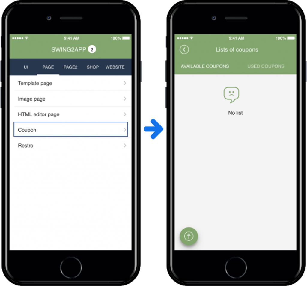 Swing2App Page – View Coupon – Support