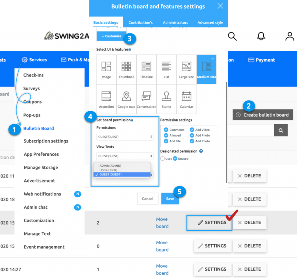 How to set up Bulletin Board Permission – Support