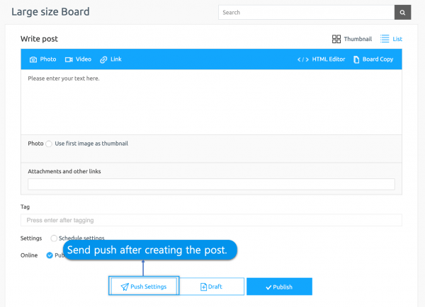 Push Posts – Support