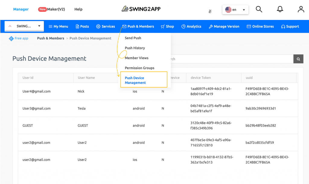 How to use Push device management – Support