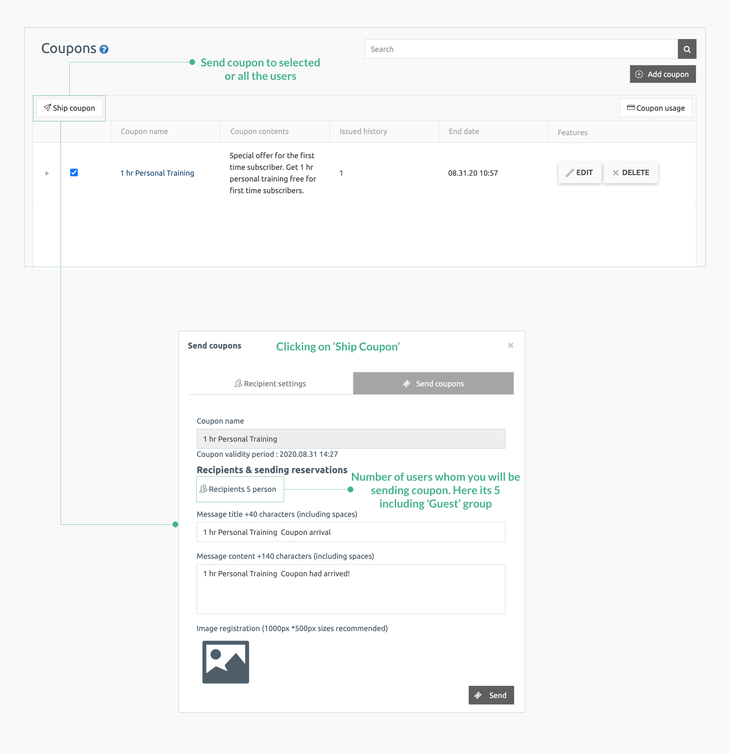 Use of Coupon feature in Fitness app, Law Firm and Beauty salon apps ...