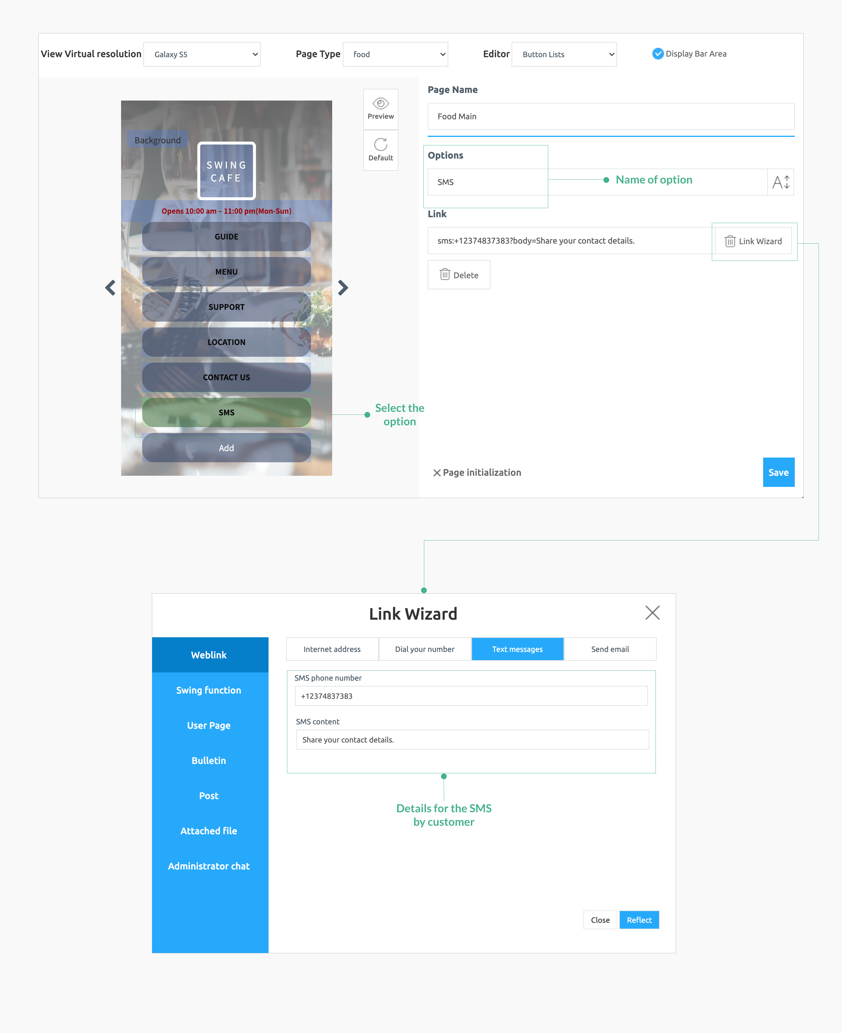 Use of call, sms and email features for customers – Support