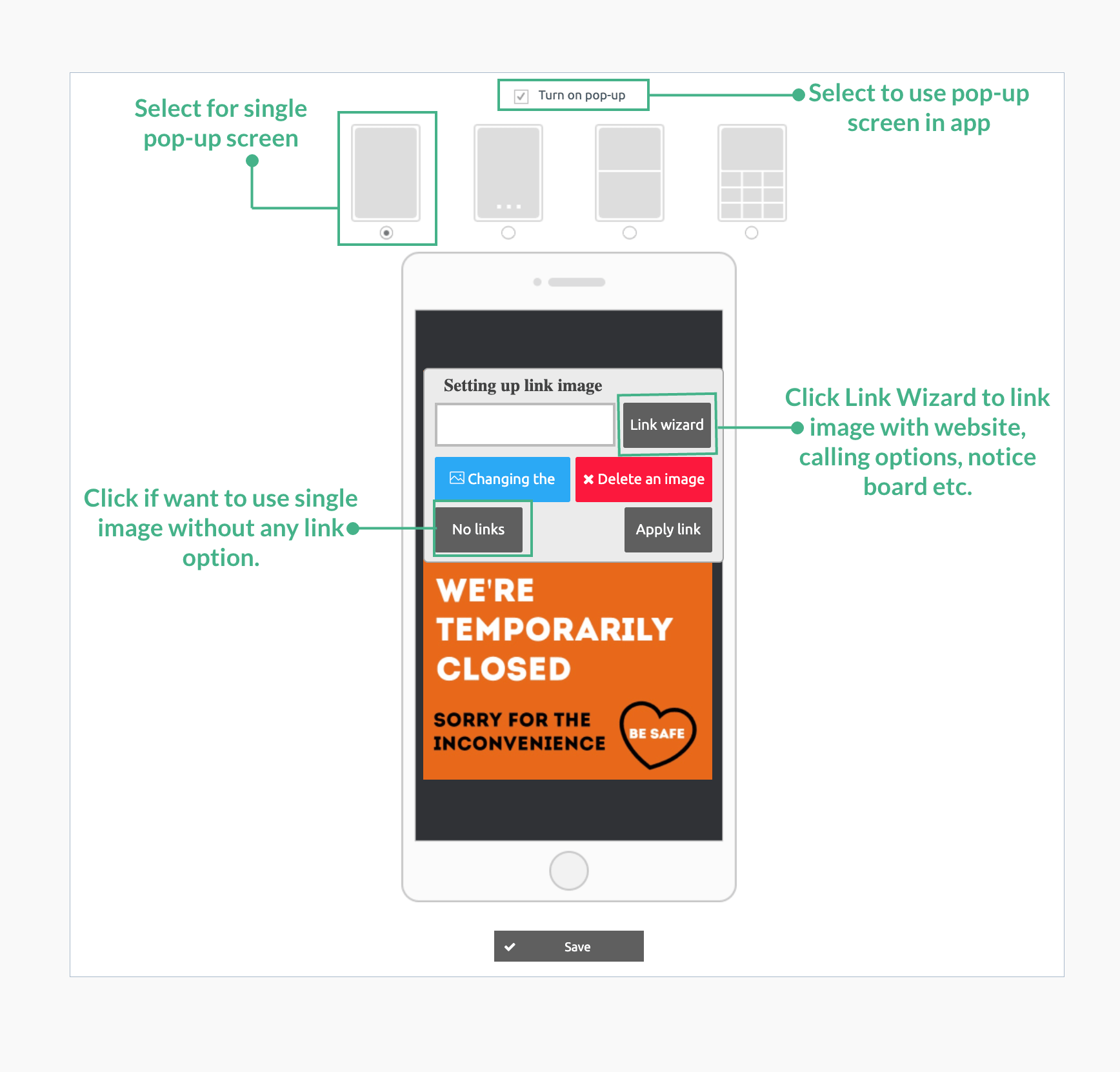 Use pop-up screen to inform customers about latest news in restaurant ...