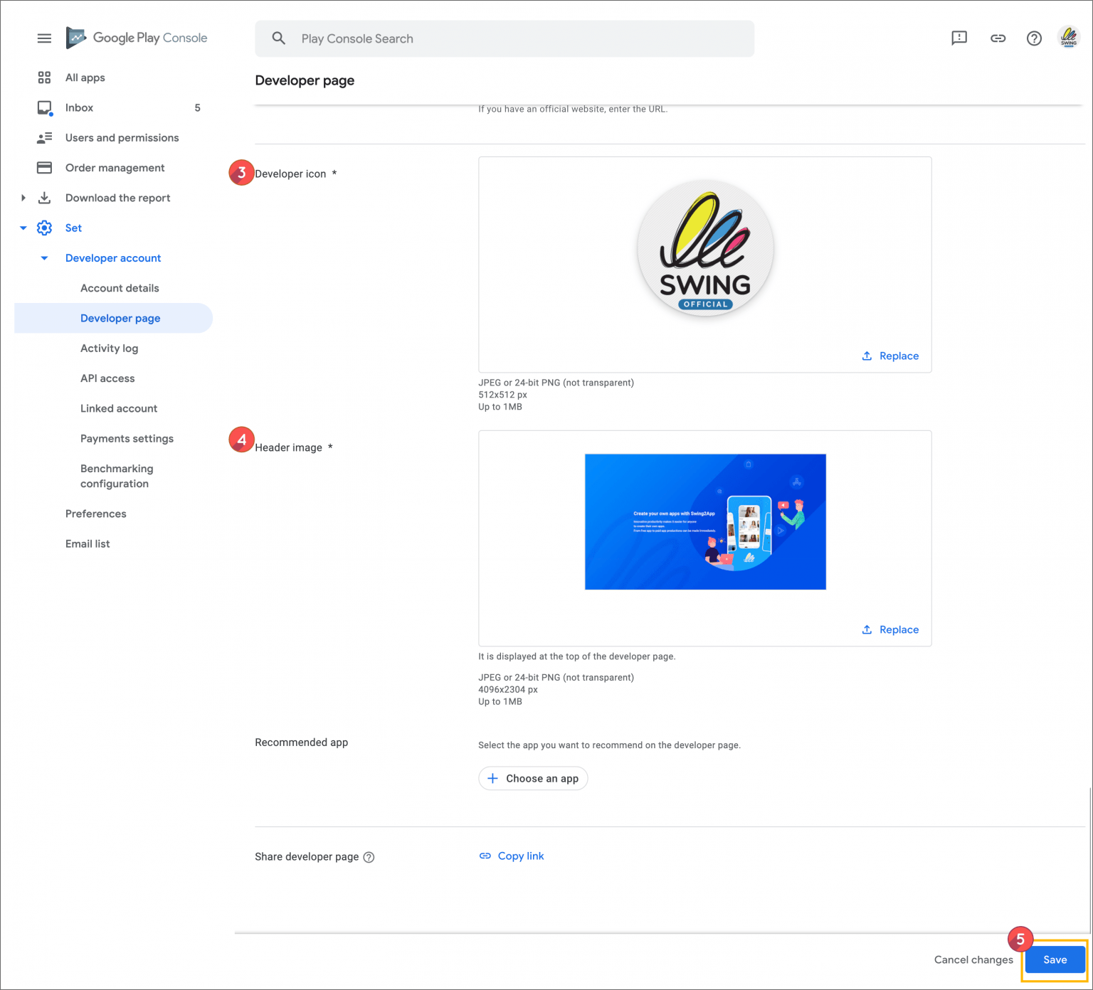Play Store Developer Page – Support