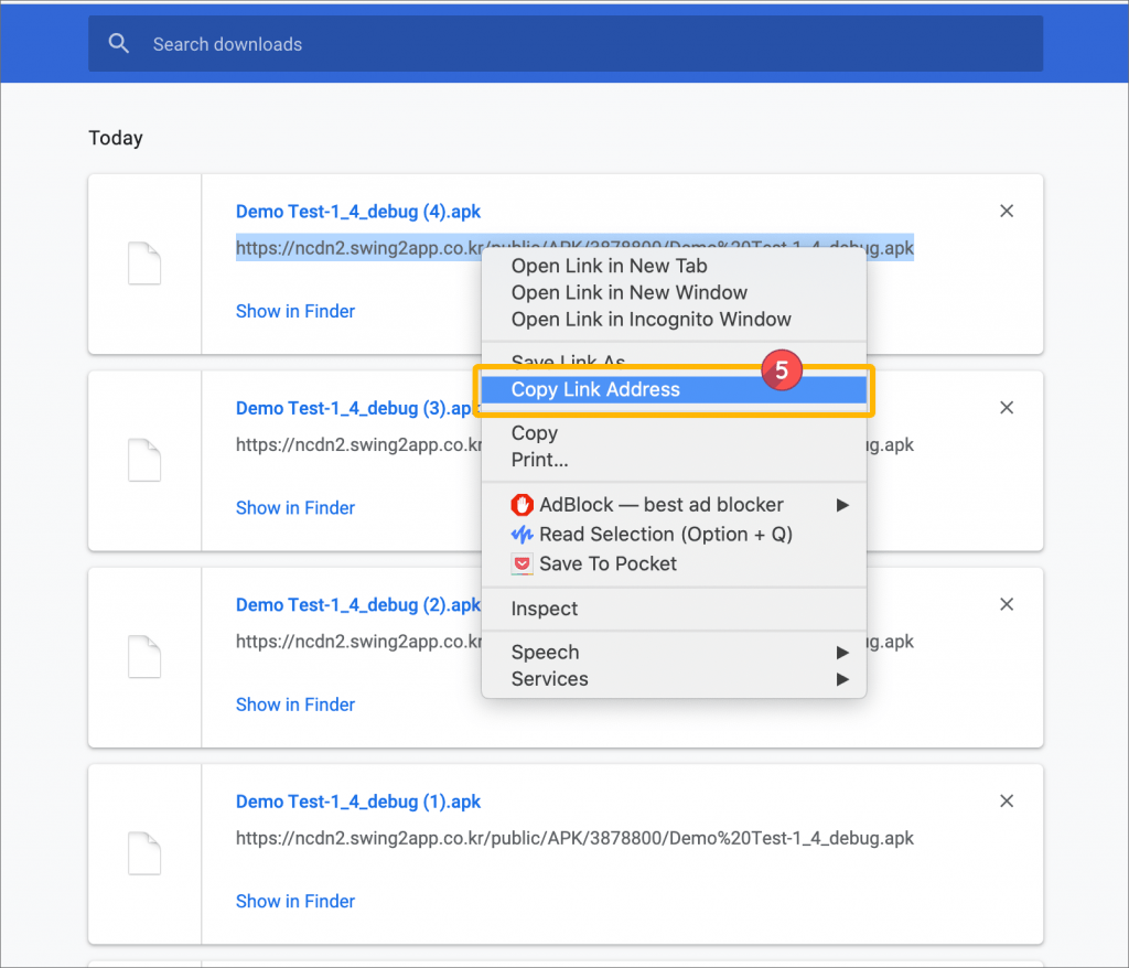 Download the app using the app installation link address – Support